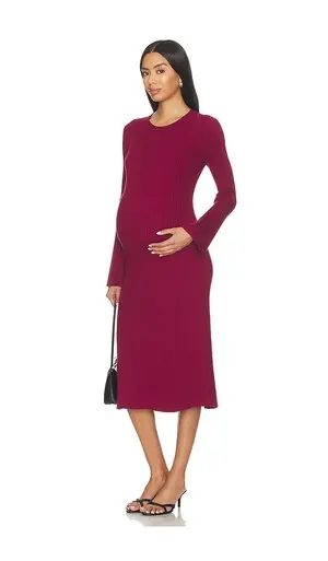 Hatch Odette Ribbed Midi Dress - Raspberry