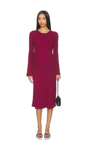 Hatch Odette Ribbed Midi Dress - Raspberry