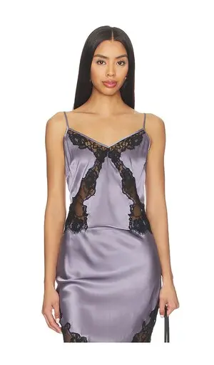FLEUR DU MAL Juliet Lace Silk Cami Top - Lavender Smoke