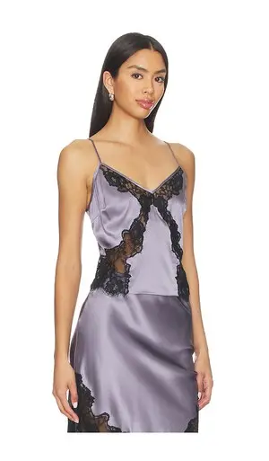 FLEUR DU MAL Juliet Lace Silk Cami Top - Lavender Smoke