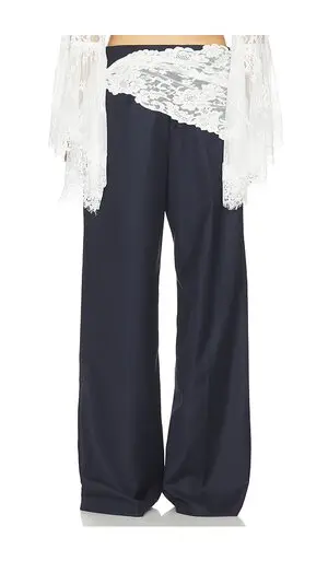 Sea Fiora Tropical Wool Pants - Navy