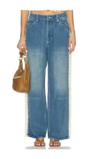 Sea Stasia Denim Jeans With Macrame Trim