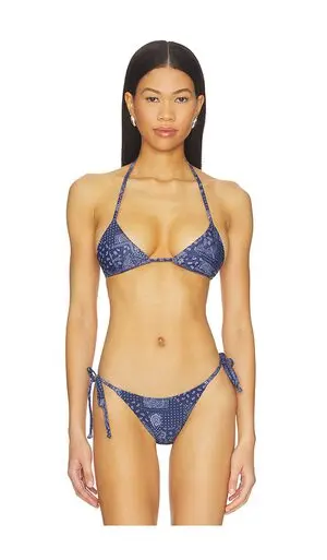 Superdown Amadee Tie Bikini Top Bandana Print - Navy