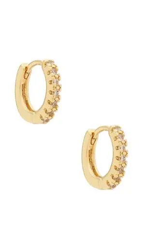 NATALIE B JEWELRY Lucy Micro Pave Huggie Hoop Earrings - Gold