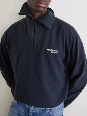 Acne Studios Logo-embroidered Half-zip Sweater