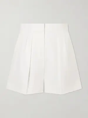 Max Mara Pleated Cotton-blend Tailored Shorts