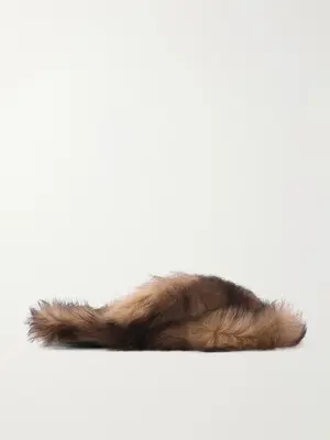 Dolce & Gabbana Shearling Slides - Brown
