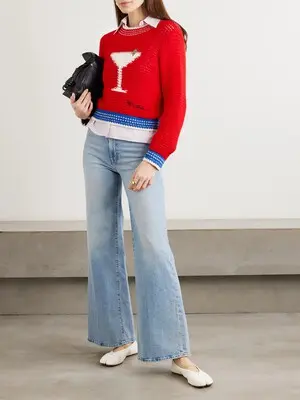 MOTHER Open-knit Cotton Sweater - Red