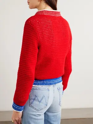 MOTHER Open-knit Cotton Sweater - Red