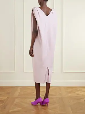 Balenciaga Sack Silk And Wool-blend Cady Midi Dress - Pink