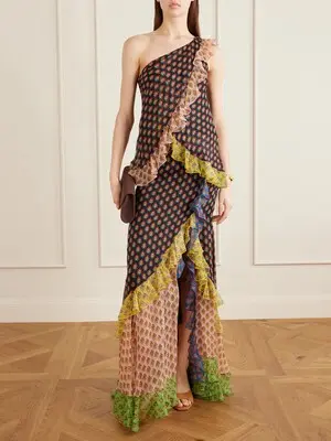 Etro One-shoulder Ruffled Silk-organza Blouse