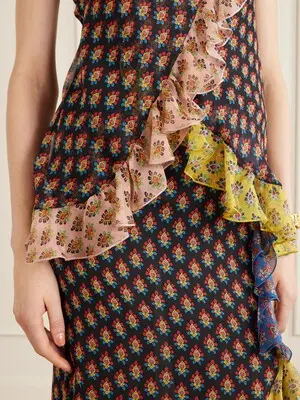 Etro One-shoulder Ruffled Silk-organza Blouse