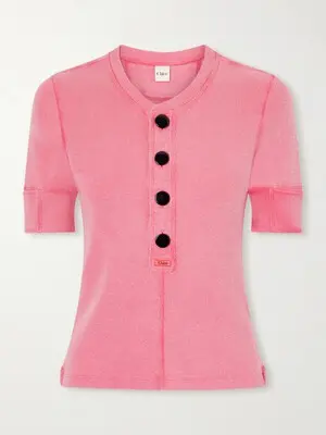 Chloé Ribbed Cotton-jersey T-shirt - Pink
