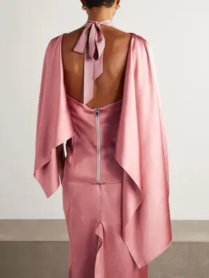 LANVIN Scarf-detailed Draped Satin Top