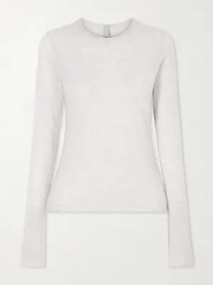 SKIMS Long Sleeve Boatneck Cashmere Top - Gray