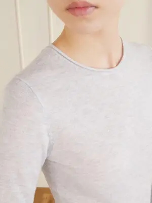 SKIMS Long Sleeve Boatneck Cashmere Top - Gray