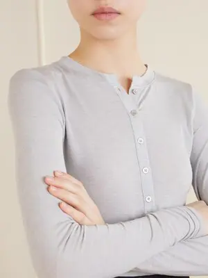 SKIMS Long Sleeve Stretch-modal And Cashmere-blend Henley Top