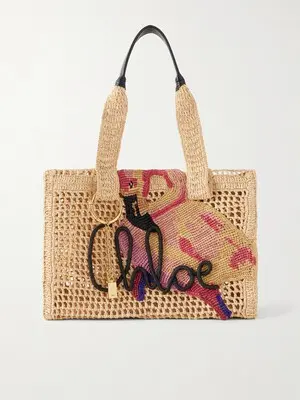 Chloé Embellished Raffia Tote Bag - Neutrals