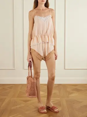 Chloé Logo-embroidered Striped Cord Slides - Brown