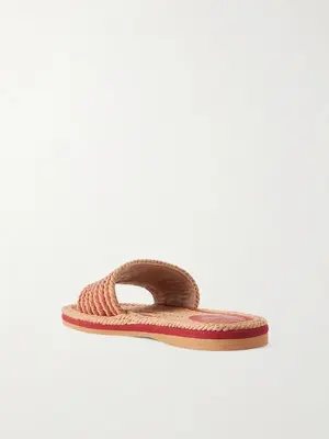 Chloé Logo-embroidered Striped Cord Slides - Brown