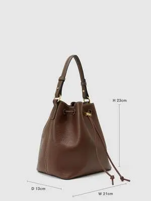 REISS Esther Grained-leather Bucket Bag - Tan
