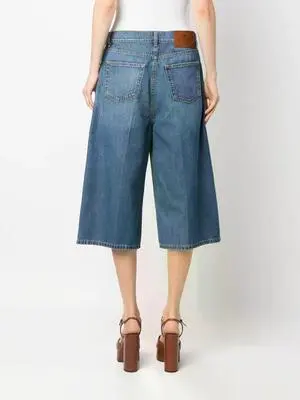 Etro Floral-embroidered Wide-leg Denim Culottes