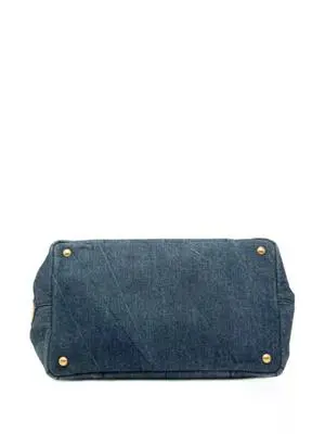 Prada Denim Canapa Logo Satchel 2013-2016 - Blue