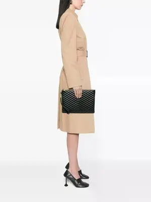 Saint Laurent 2020 Chevron Calfskin Monogram Zip A4 Pouch
