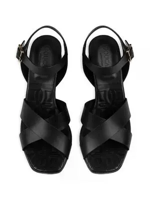 DOUCAL'S Cross-strap Leather Sandals - Black