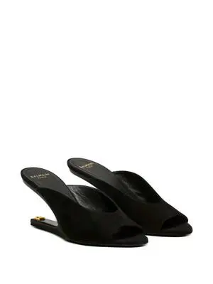 Balmain Open-toe Suede Mule Sandals - Black