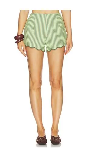 Minkpink Capri Scallop Hem Shorts - Green