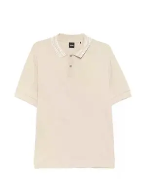 BOSS Striped Collar Polo Shirt - Neutrals