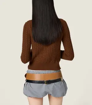 Miu Miu Cashmere Cable-knit Cardigan - Brown
