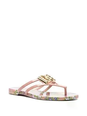 Dolce & Gabbana Floral Logo Flip-flops - Pink