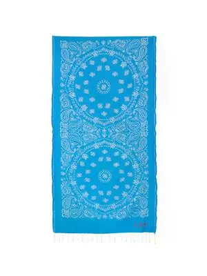 MC2 SAINT BARTH Paisley-print Fringed Beach Towel - Blue