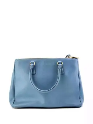 Prada Double Zip Lux Saffiano Leather Medium Tote Bag - Blue