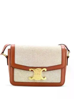 Celine Triomphe Teen Crossbody Bag Canvas With Leather - Brown
