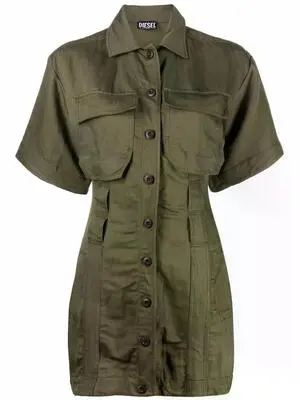 DIESEL® Multi-pocket Twill Shirt Dress - Green