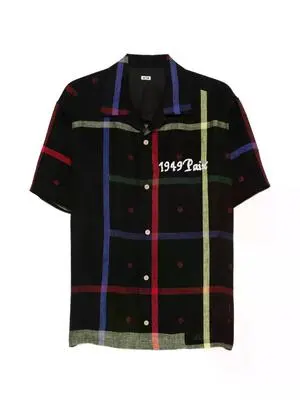 KHOKI Plaid Text Shirt - Black