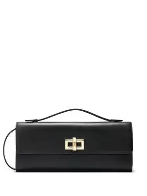 Furla Clara Leather Clutch Bag With Gold Tone Hardware - Black