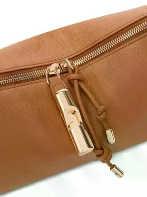 Furla Debby Zip Leather Shoulder Bag - Brown