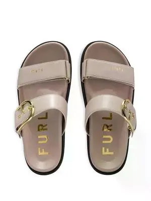 Furla Solea Buckle Strap Leather Sandals - Neutrals