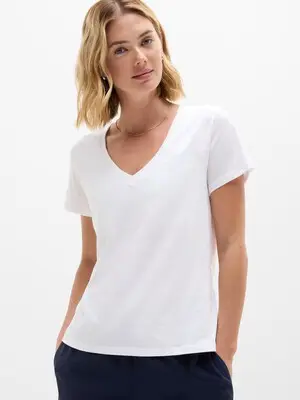 Athleta Cotton V-Neck T-Shirt Bright White