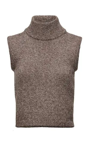 Magda Butrym Sleeveless Wool Turtleneck Top - Brown