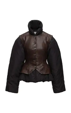 Magda Butrym Leather And Nylon Jacket - Black