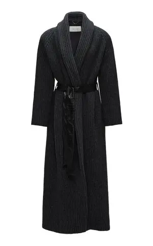 Magda Butrym Ribbed-knit Wool Coat - Grey