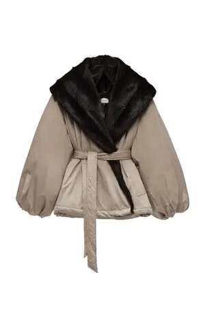 Magda Butrym Plush-trimmed Nylon Puff Jacket - Tan