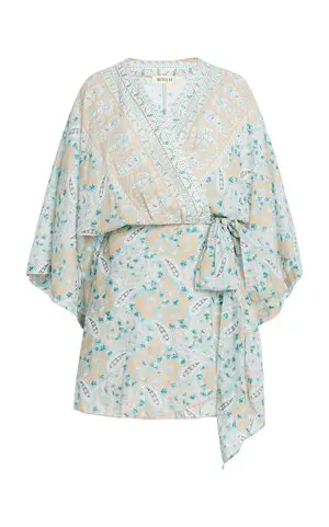 BOTEH Kynthos Flared Cotton-blend Robe Dress - Multi