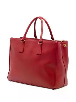 Prada Large Saffiano Lux Galleria Double Zip Satchel - Red