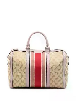 Gucci Gg Canvas Web Joy Boston Bag Satchel - Brown
